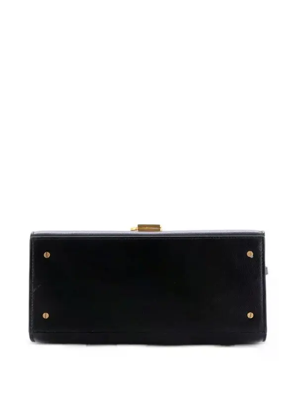 Saint Laurent Cassandra Top Handle Bag Leather Medium Satchel - Black