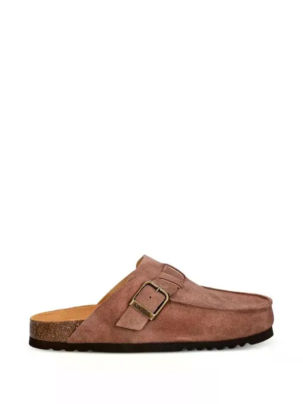 DR. SCHOLL'S SHOES Ethan Buckle-fastening Suede Mules - Brown
