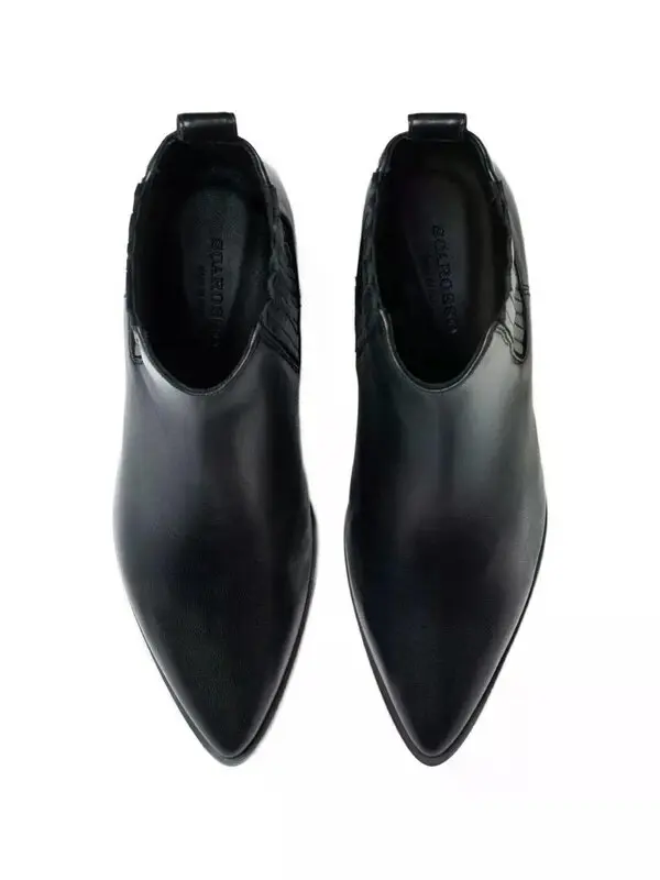 SCAROSSO Olivia Pleated Leather Chelsea Boots