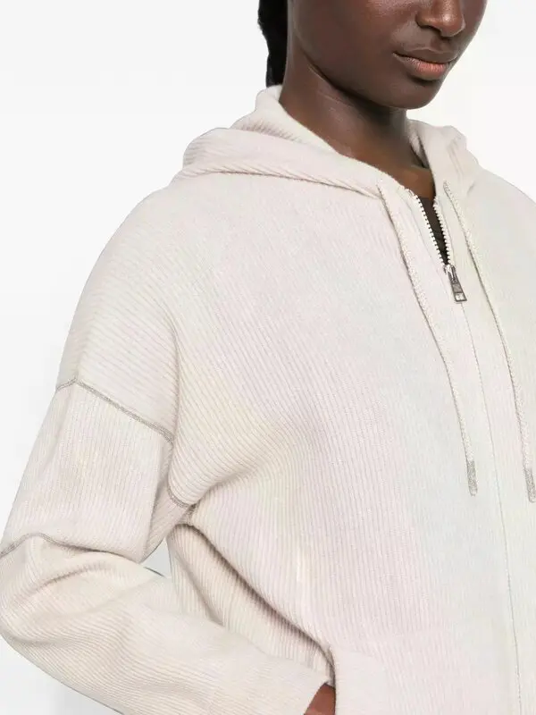 PANICALE Ribbed-knit Zip-up Hoodie