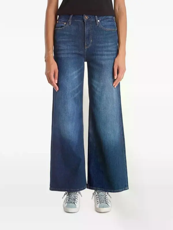 Guess Bellflower Whiskered Wide-leg Jeans - Blue