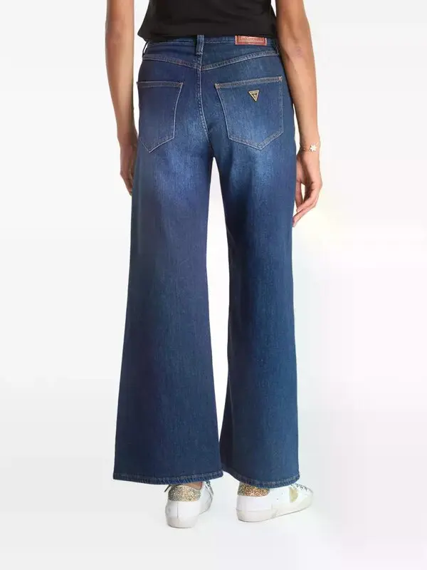 Guess Bellflower Whiskered Wide-leg Jeans