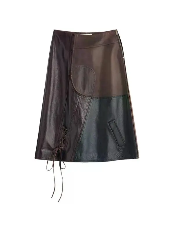 MAISON MARGIELA Patchwork Lace-up Midi Skirt