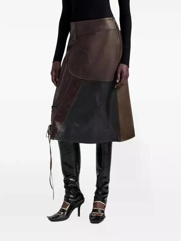 MAISON MARGIELA Patchwork Lace-up Midi Skirt