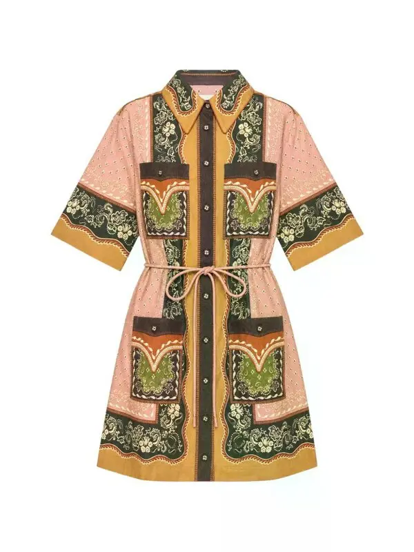 ALEMAIS Darcey Paisley-print Mini Dress - Pink