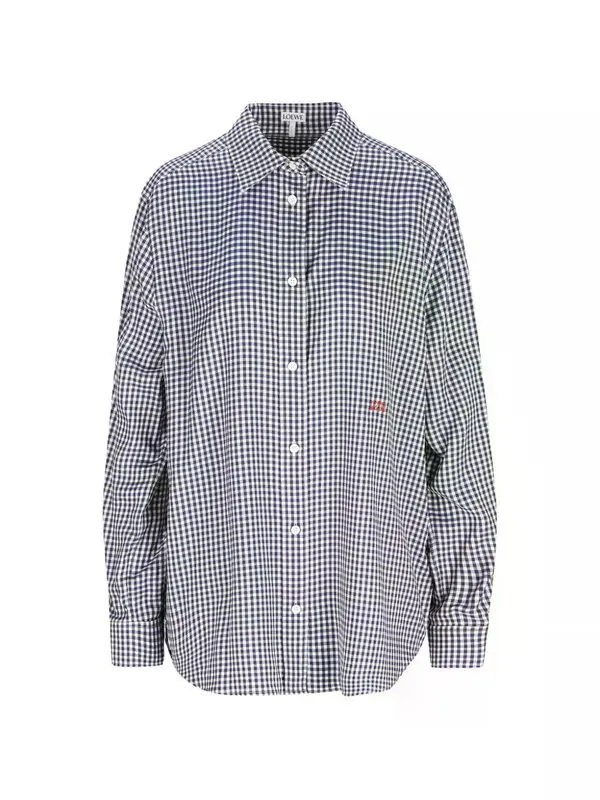 Loewe Check-print Embroidered Shirt - Blue