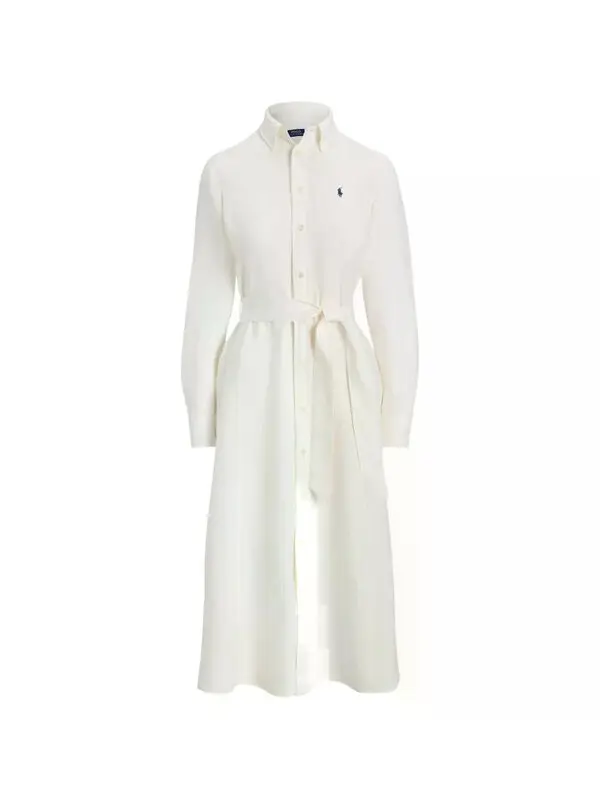 Polo Ralph Lauren Belted Linen Midi Shirt Dress - White