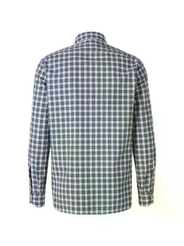 LUIGI BORRELLI Check-print Long-sleeved Shirt - Blue