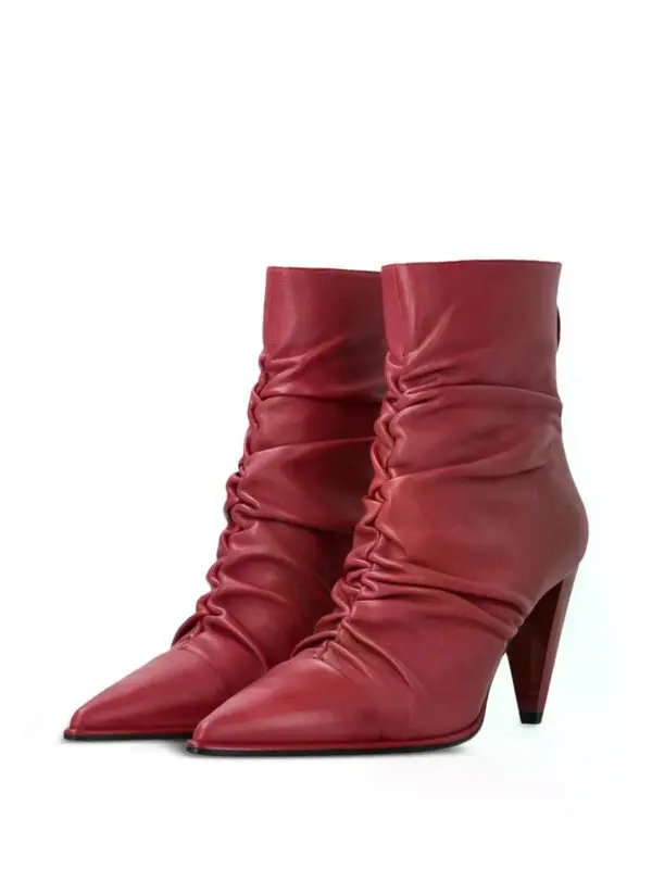 Pinko Nappa Leather Ankle Boots With Gathered Leg Shaft