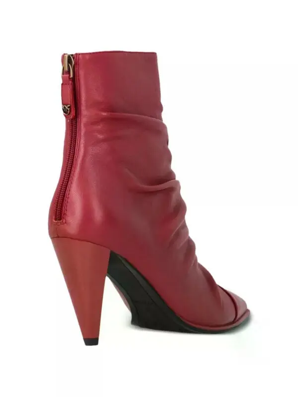 Pinko Nappa Leather Ankle Boots With Gathered Leg Shaft