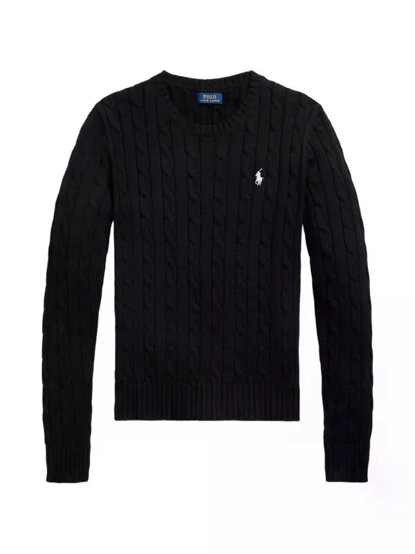 Polo Ralph Lauren Cable-knit Embroidered-logo Sweater - Black