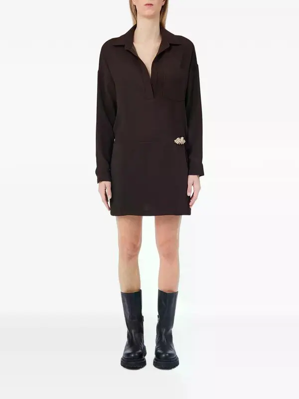 Liu Jo Gold-tone Hardware V-neck Dress - Brown