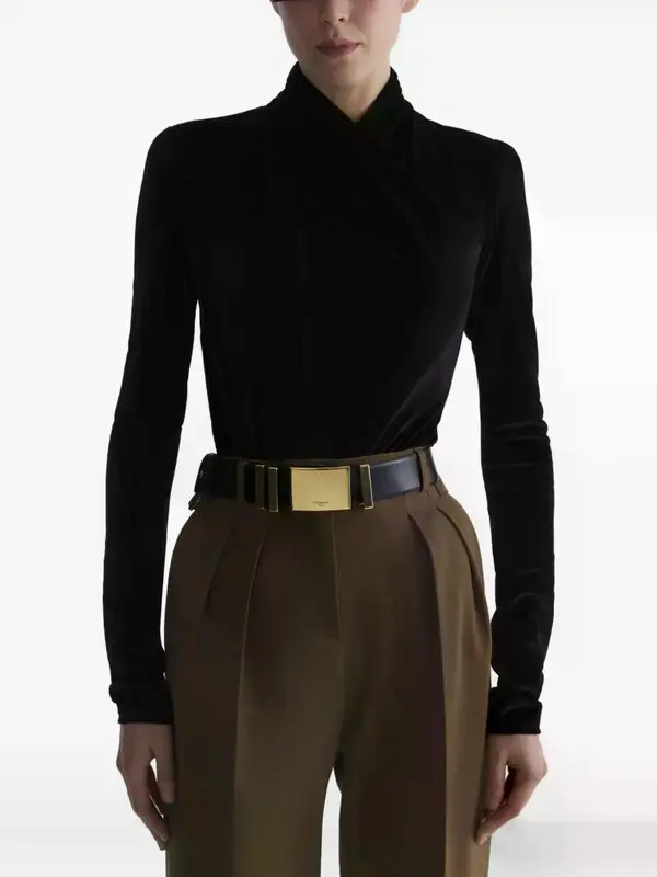 MUGLER Scarf Velvet Bodysuit - Onyx