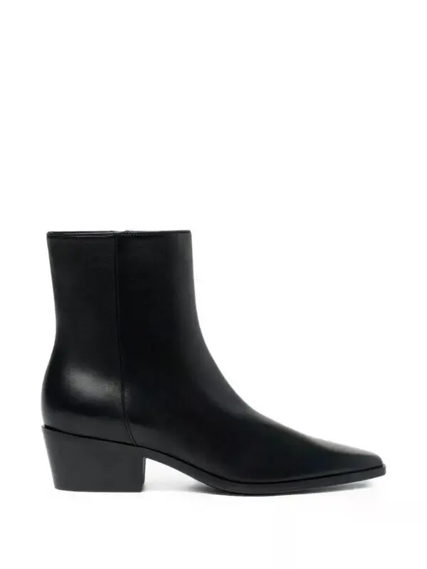 SCAROSSO Ambra Square-toe Ankle Boots - Black