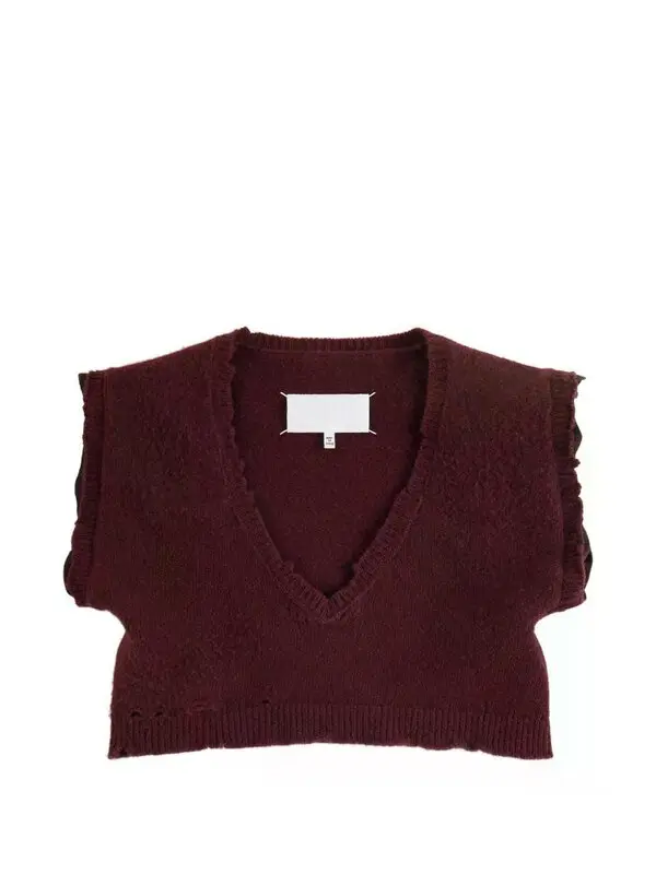 MAISON MARGIELA Distressed Cropped Vest - Red