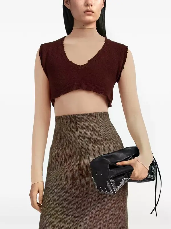 MAISON MARGIELA Distressed Cropped Vest - Red