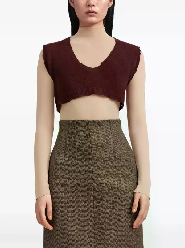 MAISON MARGIELA Distressed Cropped Vest - Red