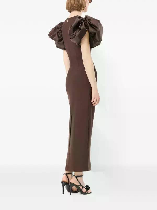 ROTATE BY BIRGER CHRISTENSEN Draped Midi Puff Dress