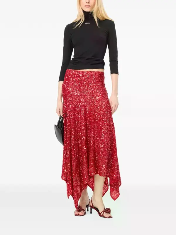 ROTATE BY BIRGER CHRISTENSEN Sequin-embellished Handkerchief-hem Skirt