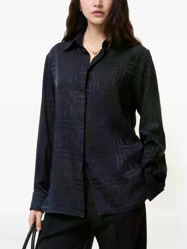 Burberry Classic Fit Check Silk Shirt - Blue