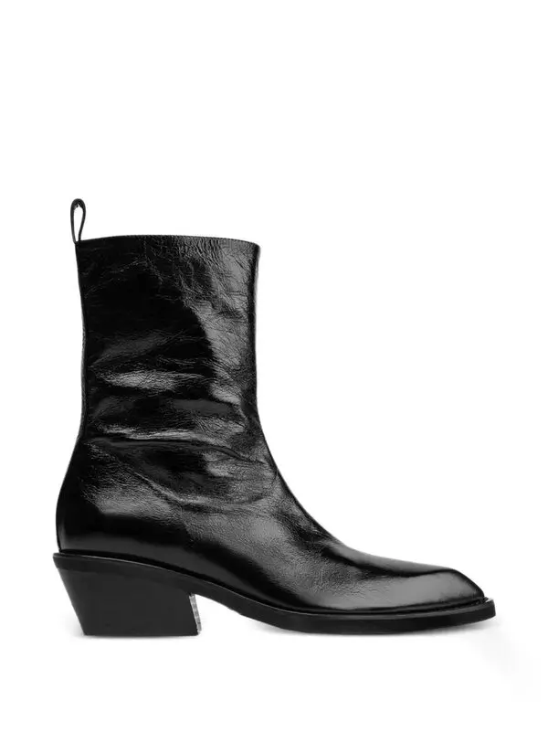 POEVE Leather Ankle Boots - Black