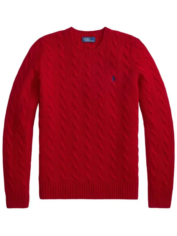 Polo Ralph Lauren Crew-neck Cable-knit Wool And Cash - Red