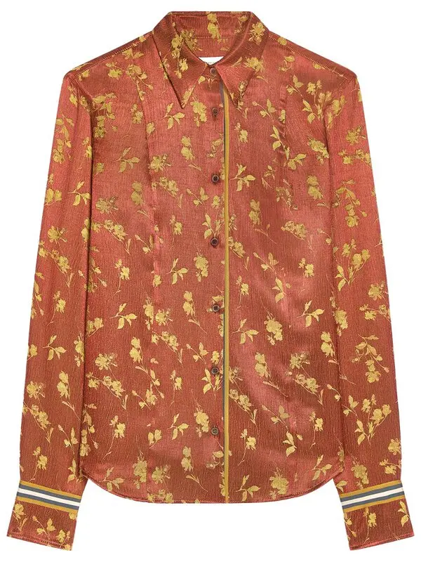 Dries Van Noten Floral Jacquard Shirt Rust