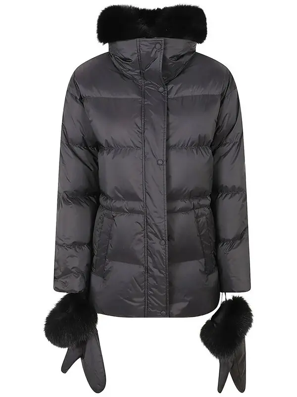 YVES SALOMON Down Jacket In Technical Fabric With F - Black