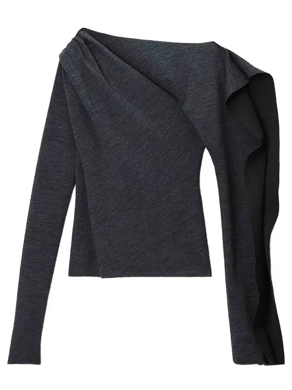 Alexander Wang Asymmetric Top With Bare Shoulders And Ruffle - Grey