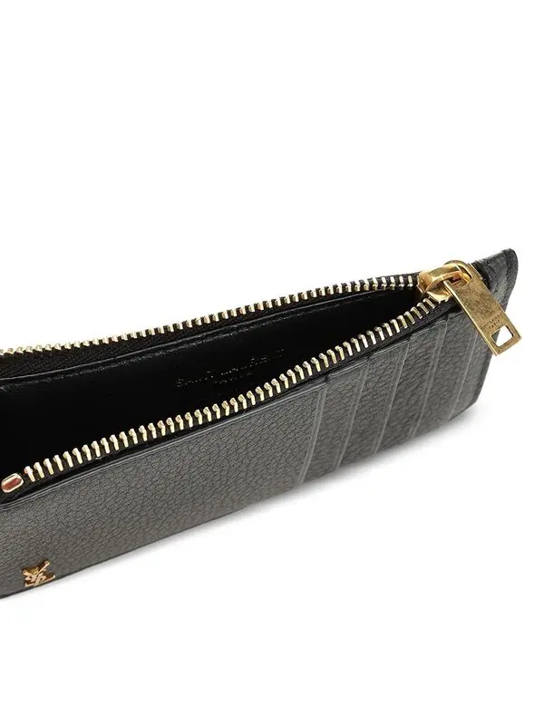 Saint Laurent Fragments Tiny Cassandre Card Holder With Zip In Glossy