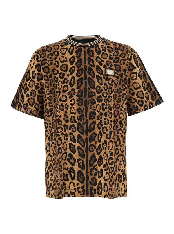 Dolce & Gabbana T-shirt With All-over Animalier Print In Fabric For