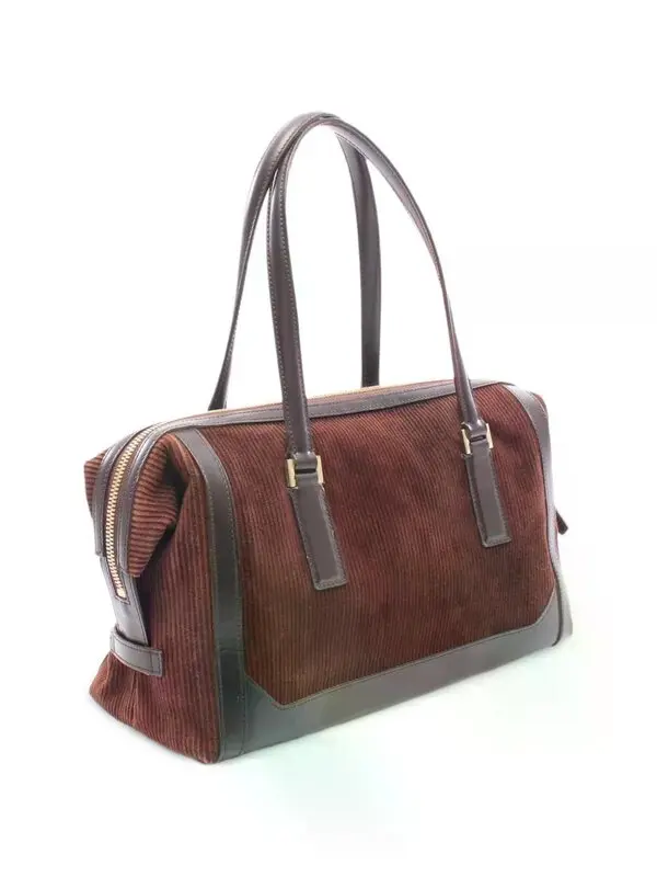 FERRAGAMO 2000s Corduroy Leather-trim Shoulder Bag