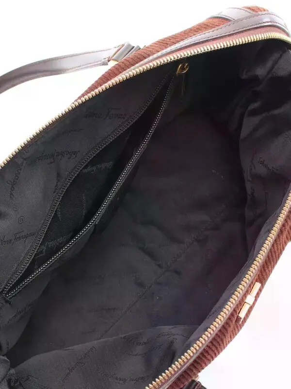 FERRAGAMO 2000s Corduroy Leather-trim Shoulder Bag
