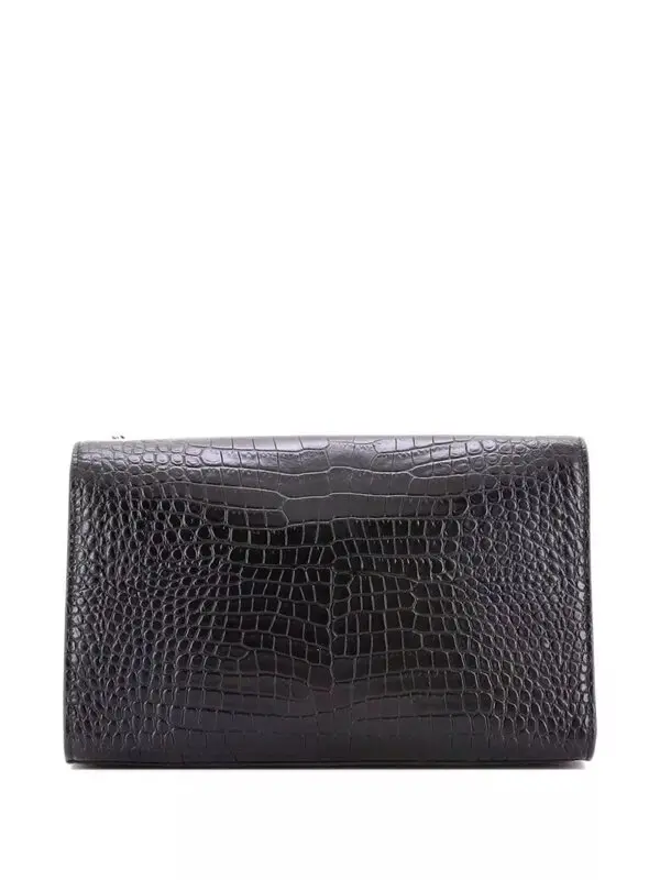 Saint Laurent Classic Monogram Tassel Crocodile Embossed Leather Medium Crossbody Bag