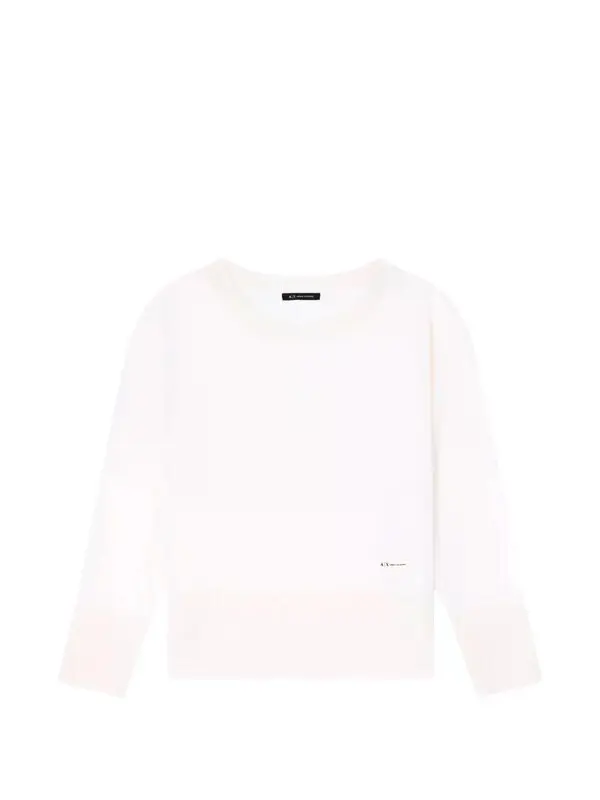 Armani Exchange Logo-patch Ribbed-trim Sweater - White
