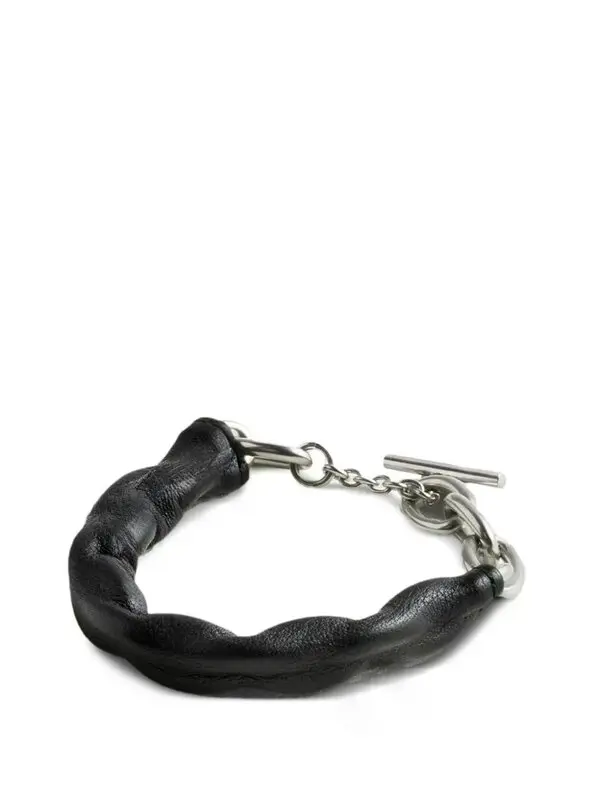 MAISON MARGIELA Leather-wrapped Chain-link Bracelet - Silver