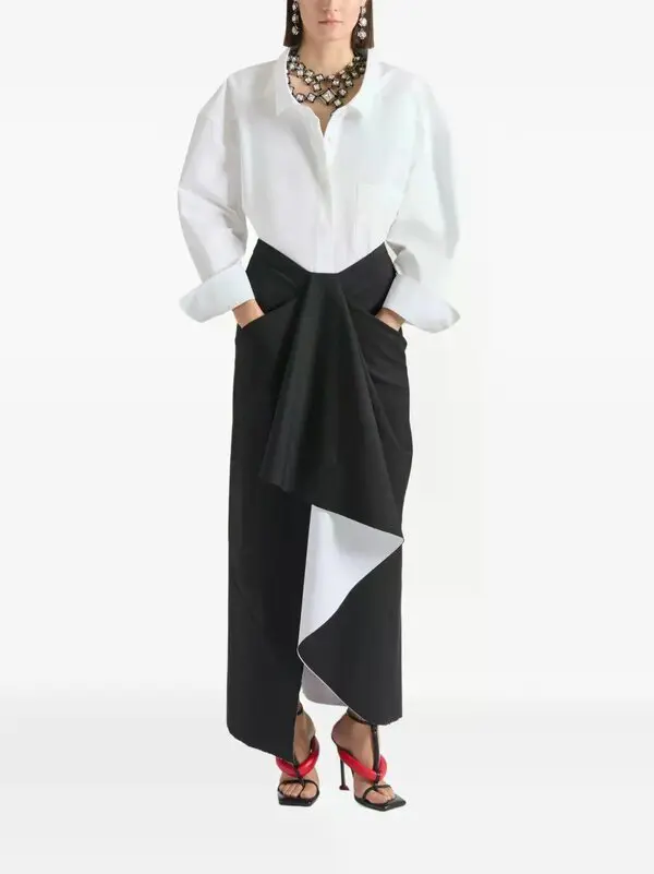 Givenchy Wrapped Midi Skirt In Bonded Wool And Mohair