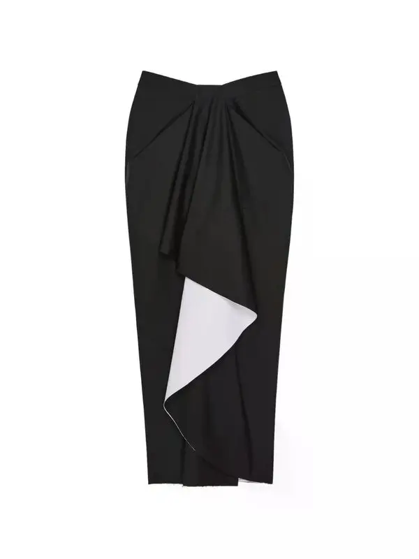 Givenchy Wrapped Midi Skirt In Bonded Wool And Mohair - Black