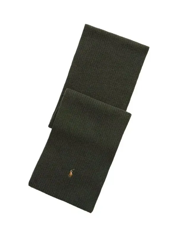 Polo Ralph Lauren Logo-embroidered Ribbed-knit Scarf