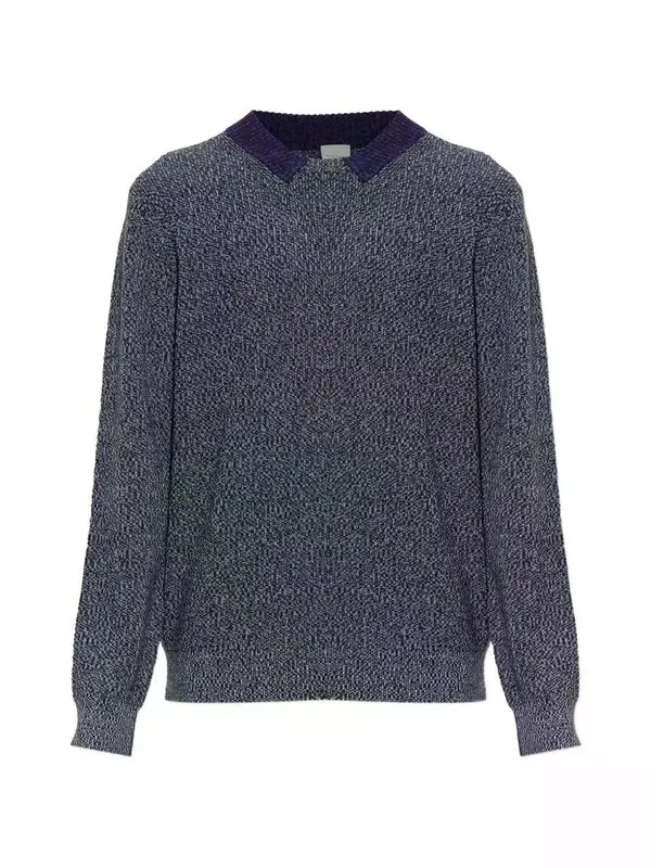 Paul Smith Contrast-collar Marl Sweater - Blue