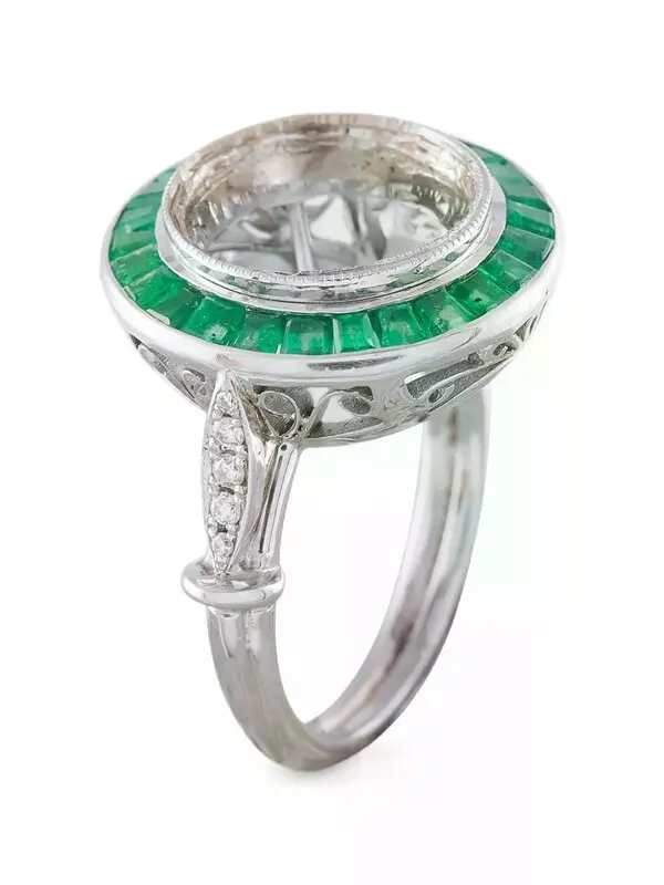 LB EXCLUSIVE Emerald And Diamond Mounting Ring - Silver