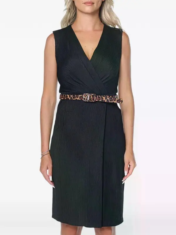 Dkny Belted Wrap Mini Dress - Black