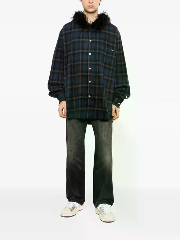 KAMIYA Feather-trim Checked Shirt