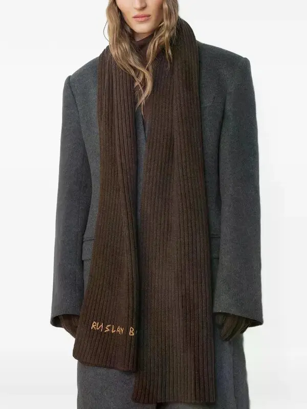 Ruslan Baginskiy Ribbed-knit Logo-embroidered Scarf