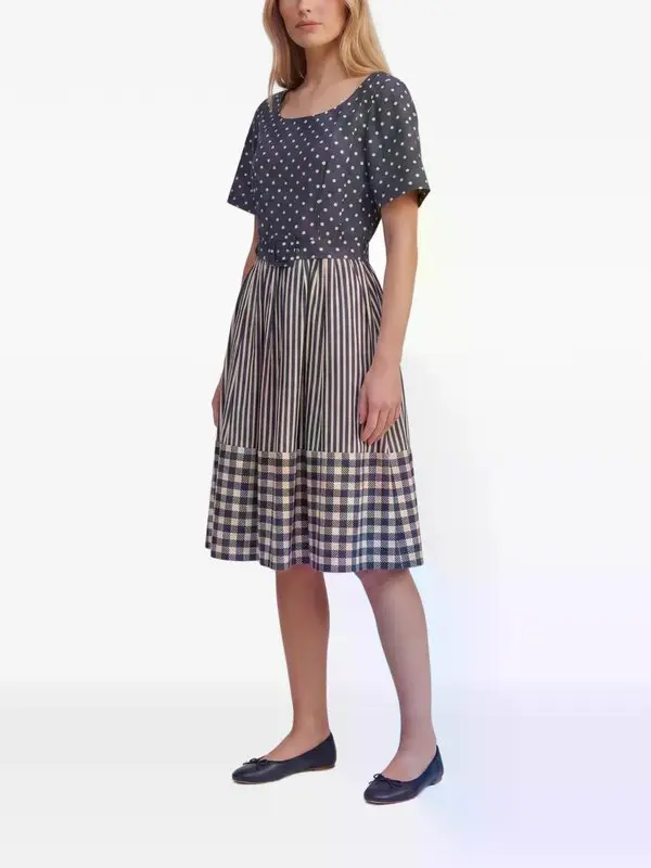 JACQUES FATH VINTAGE Belted Mixed-print Flared Midi Dress