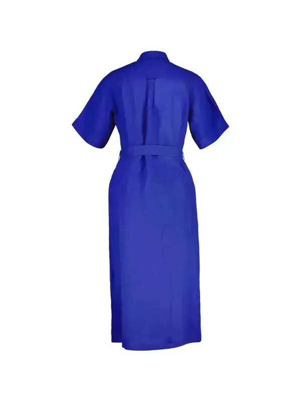 Gant Belted Short-sleeve Shirt Midi Dress - Blue