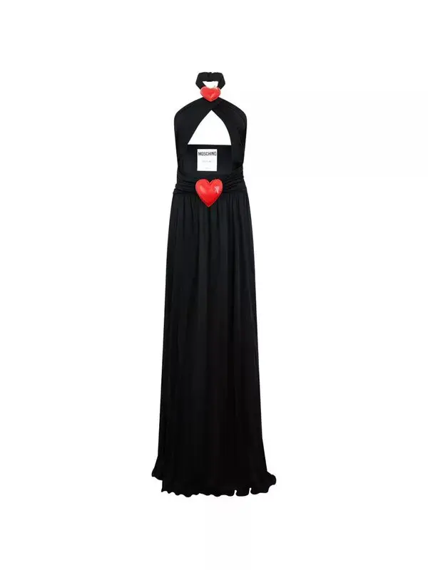 Moschino Heart-appliqués Halterneck Maxi Dress - Black