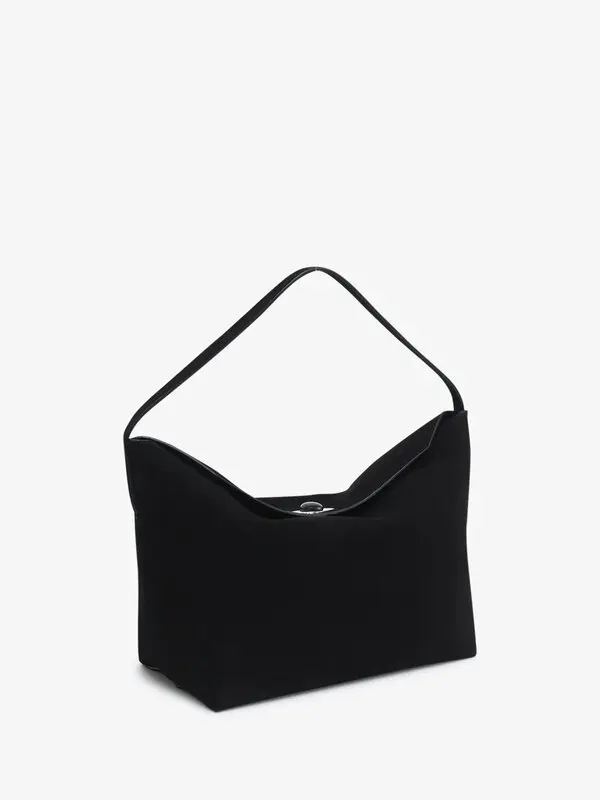 Christopher Esber Turnlock Suede Shoulder Bag - Black
