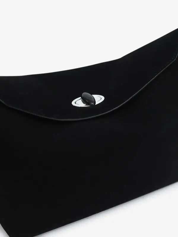 Christopher Esber Turnlock Suede Shoulder Bag - Black