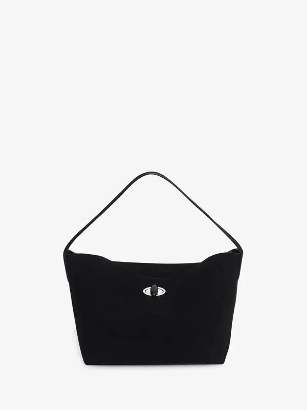 Christopher Esber Turnlock Suede Shoulder Bag - Black